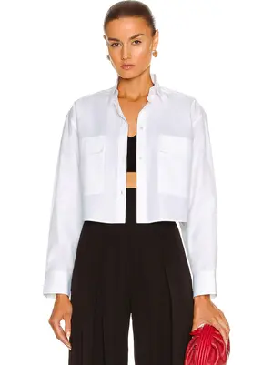 Alaïa Cotton Poplin Long Sleeve Top - Blanc