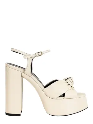 Saint Laurent Bianca Platform Sandals - Pearl