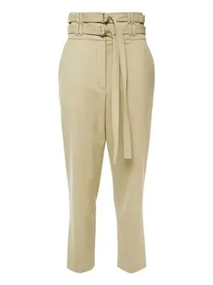 Proenza Schouler Belted Wool-blend Twill Tapered Pants - Sage Green
