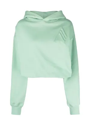 Attico Cropped Embroidered Hoodie - Green