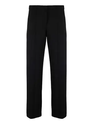 FERRAGAMO High-waisted Wool Blend Trousers - Black