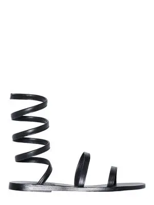 ANCIENT GREEK SANDALS Ofis Ankle-Wrap Sandals Black
