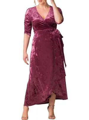 KIYONNA Cara Crushed Velvet Wrap Gown - Sugar Plum