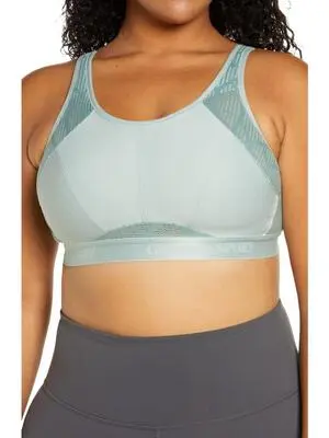 GLAMORISE No-sweat Full Figure Mesh Sports Bra Jade