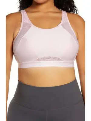 GLAMORISE No-sweat Full Figure Mesh Sports Bra Pink