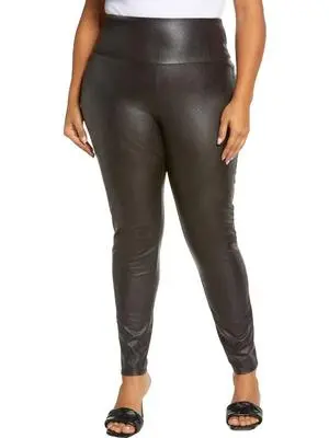 NAKED WARDROBE Faux Leather High Waist Leggings