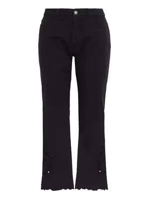 Etro Cropped Broderie Anglaise-trimmed Bootcut Jeans - Black