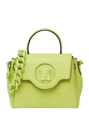 Versace Versace La Medusa Small Leather Top-Handle Bag Lime