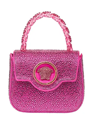 Versace Versace La Medusa Embellished Satin Mini Bag Fuchsia