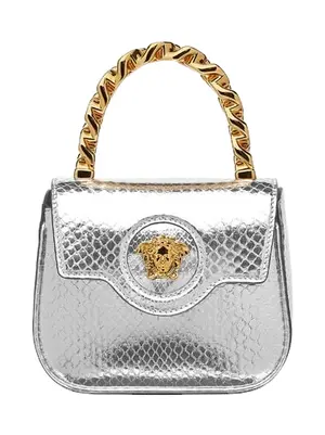 Versace Versace La Medusa Embellished Satin Mini Bag Silver