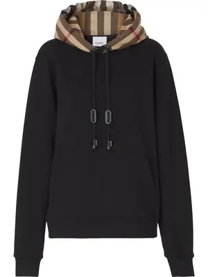 Burberry Vintage Check Cotton Hoodie - Black