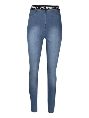 Philipp Plein Logo-waistband Leggings - Blue