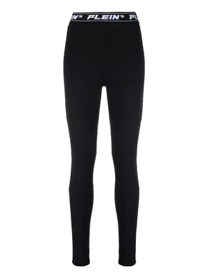 Philipp Plein Logo-waistband Leggings - Black