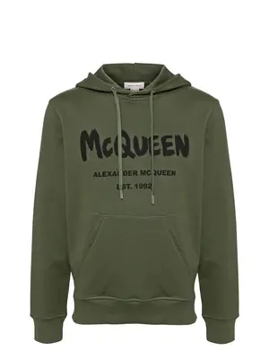 Alexander McQueen Logo-Print Hoodie Green