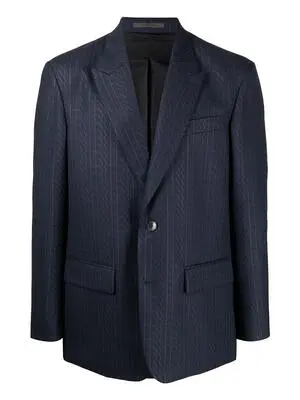 Valentino Garavani Vltn-print Single-breasted Suit Jacket - Blue