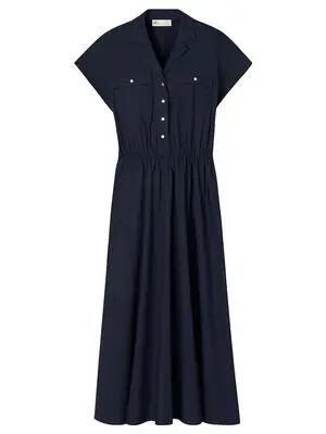 Tory Burch Cotton Poplin Shirtdress - Medium Navy