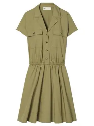 Tory Burch Tory Burch Cotton Poplin Shirtdress Stone Moss