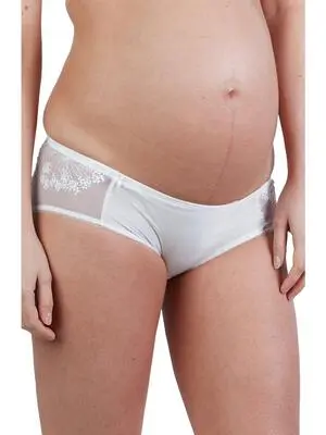 CACHE COEUR Louise Embroidered Maternity Short Ivory