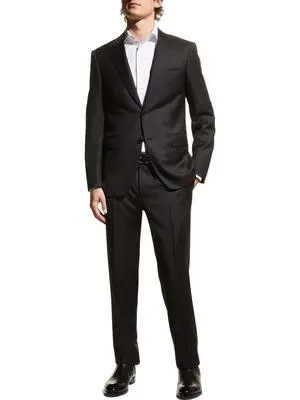 Canali Apos;s Solid Wool Two-piece Suit - Black