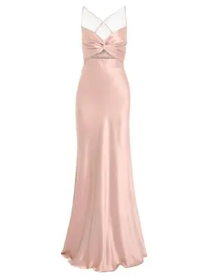 Michelle Mason Twisted Cutout Silk-satin Gown - Blush