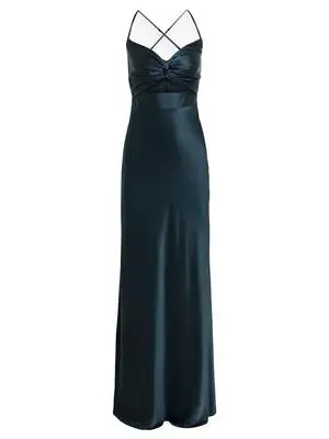 Michelle Mason Twisted Cutout Silk-satin Gown - Storm Blue