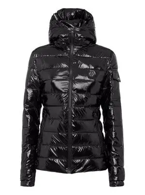PHILIPP PLEIN High-shine Hooded Down Jacket