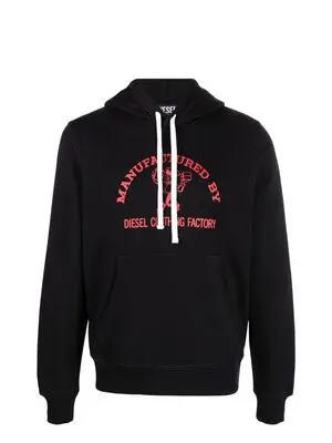 DIESEL® Cotton Graphic Print Pullover Hoodie - Black