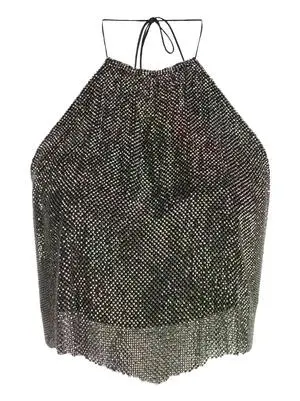 MANURI Metallic Halterneck Blouse - Grey
