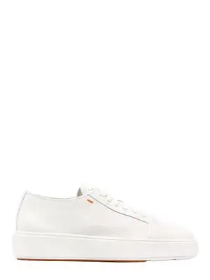 Santoni Leather Lace Up Sneakers - White