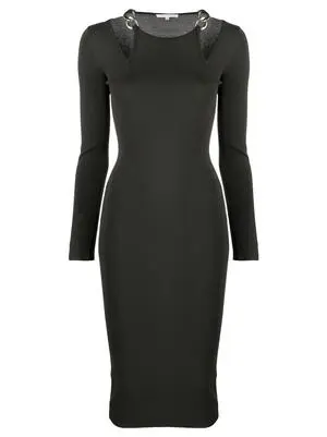 Patrizia Pepe Fitted Dress With Chain-link Detailing - Green