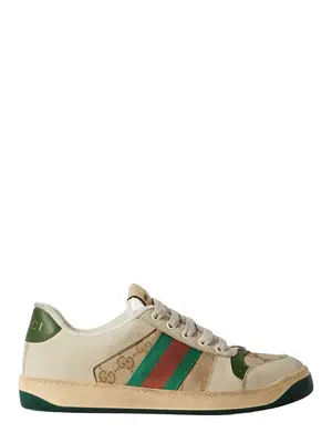 Gucci Gucci Screener Distressed Sneakers Beige