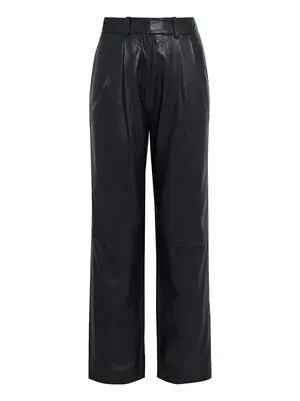 WALTER BAKER Pleated Leather Straight-Leg Pants