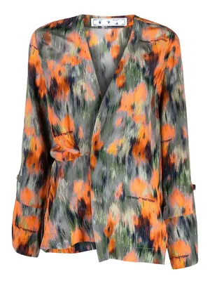 OFF-WHITE Off-White Graphic-Print Silk Blouse