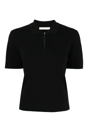 DION LEE Half-zip Polo Top - Black