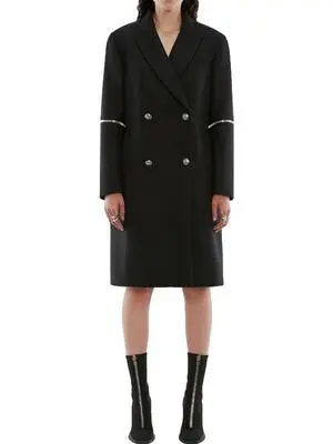 Alexander McQueen Alexander Spiral Zip Oversized Wool Coat - Black