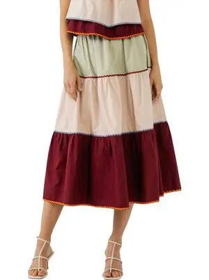 English Factory Colorblock Midi Skirt - Multi