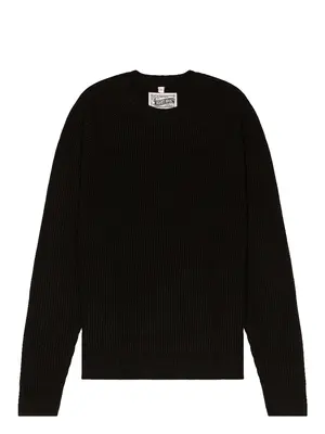 SCHOTT Ribbed Wool Crewneck Sweater - Black