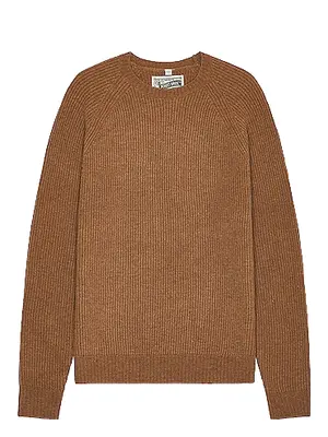 SCHOTT Schott Ribbed Wool Crewneck Sweater Camel