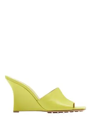 Bottega Veneta Stretch Wedge Lounge Mules - Lime Green