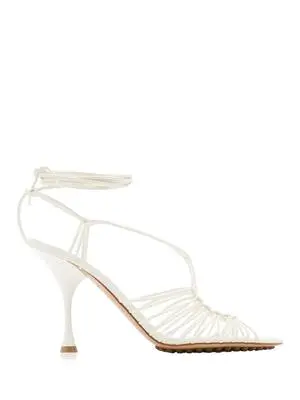 Bottega Veneta Dot Lace-up Leather Sandals - White