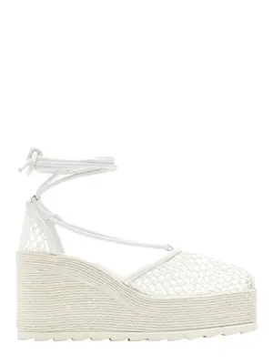 Bottega Veneta Lace-Up Wedge Espadrilles White