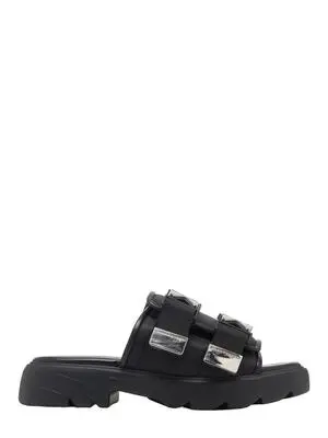 Bottega Veneta Flash Buckled Leather And Rubber Sandals Black