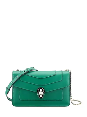 BVLGARI BVLGARI Serpenti Leather Crossbody Bag Emerald Green