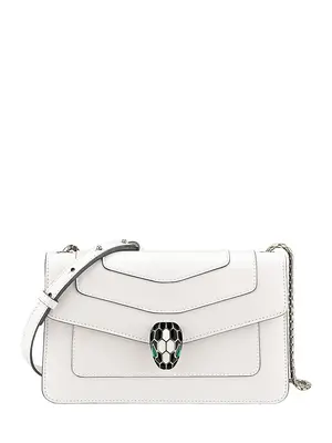BVLGARI BVLGARI Serpenti Leather Crossbody Bag White Agate