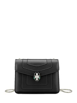 BVLGARI BVLGARI Serpenti Leather Crossbody Bag Black