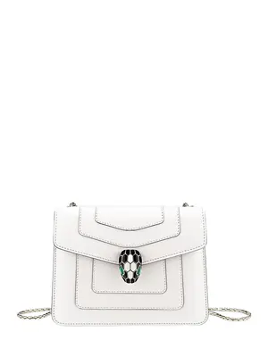 BVLGARI BVLGARI Serpenti Leather Crossbody Bag White Agate