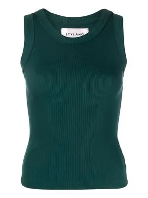 STYLAND Ribbed Knit Vest Top - Green