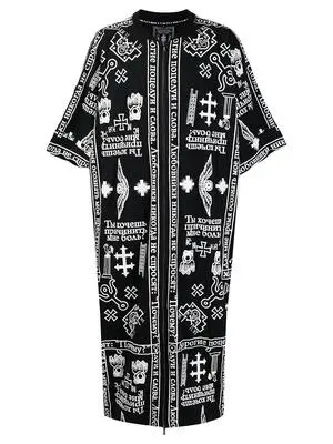 KTZ Printed Zipped Kaftan - Black