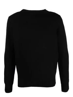 DELL'OGLIO Merino Knit Crew Neck Jumper - Black