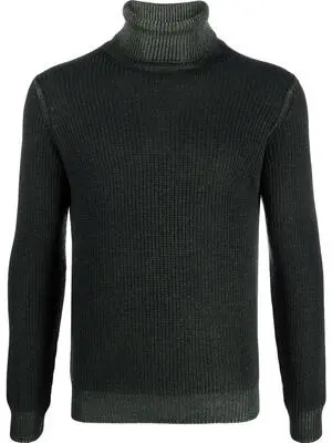 DELL'OGLIO Merino Roll Neck Jumper - Green